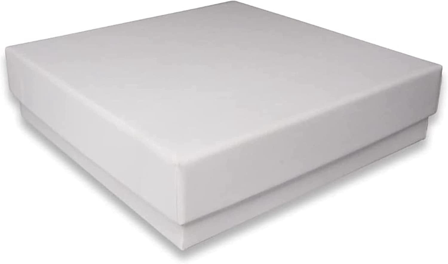 100 Qty - Matte White-Kraft Cotton Filled Gift Boxes - Size 3 1/2" x 3 ...