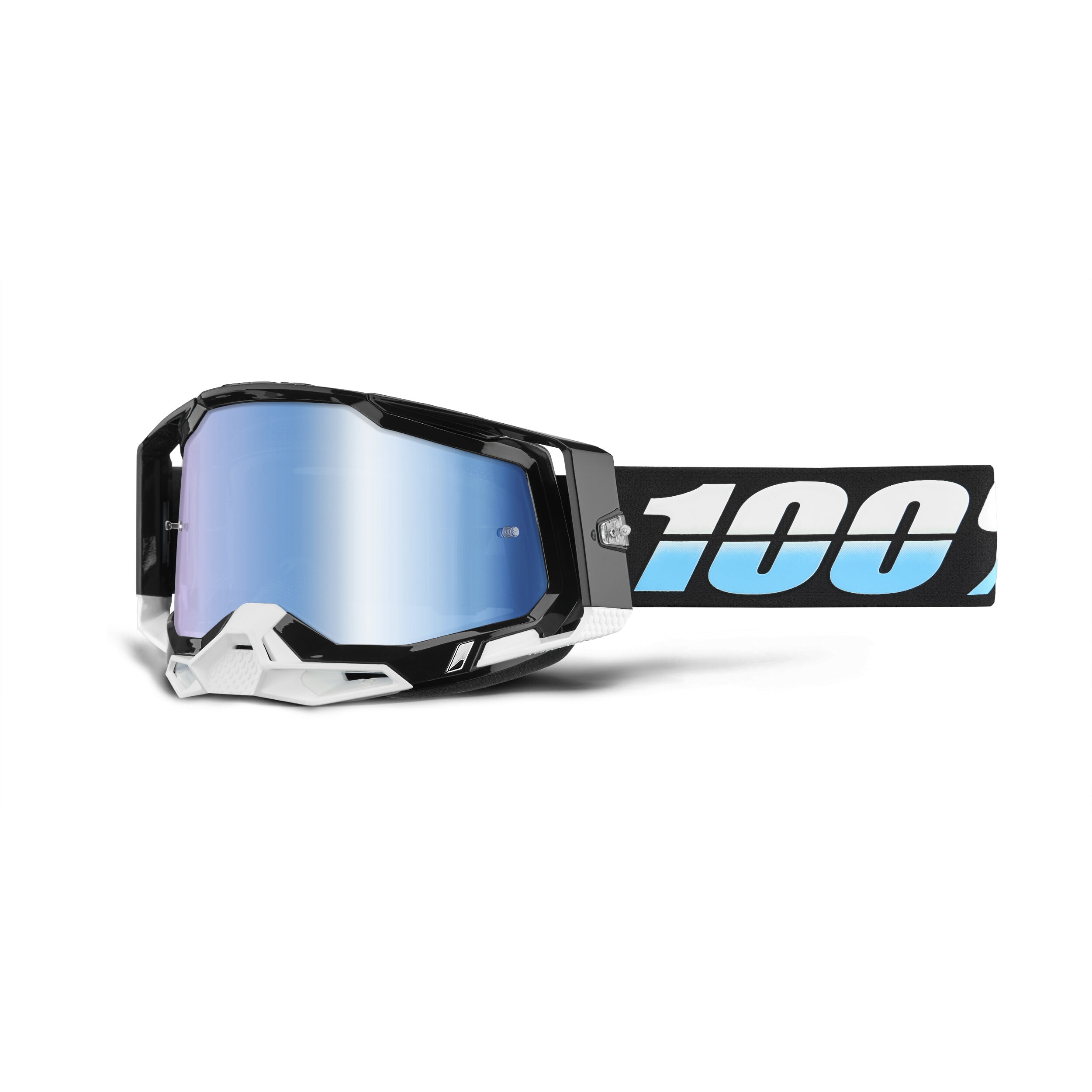 100% Racecraft 2 Arkana Goggles Arkana / Mirror Blue Lens (OSFM, Black ...