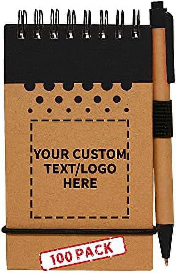 100 Recyclable Spiral Small Notebooks Pack - Customizable Text, - 60 ...
