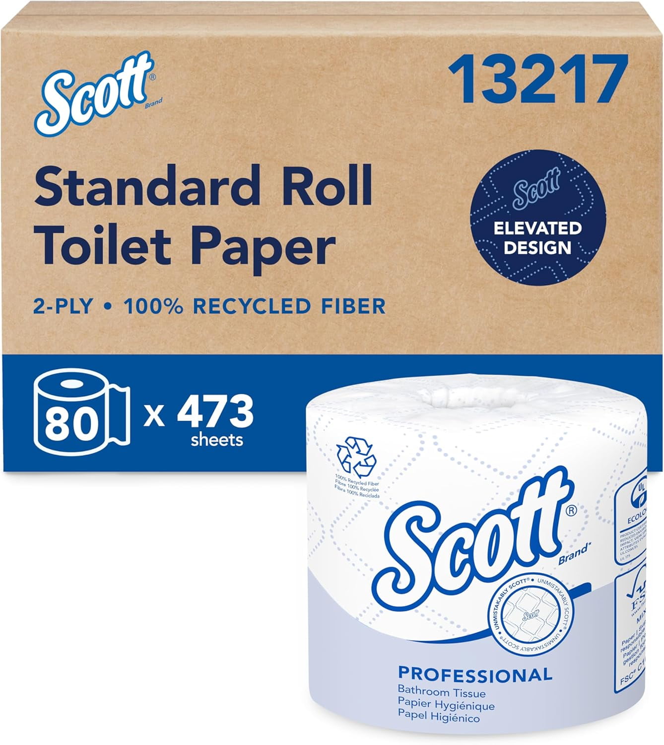 100% Recycled Fiber Standard Roll Bulk Toilet Paper (13217), 2-Ply ...