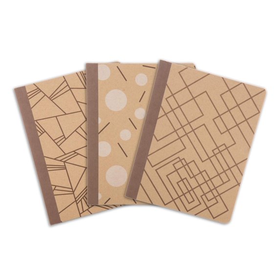 100% Recycled Kraft Composition Book (3 Pack) - Designs - 7.5in x 9.5in ...