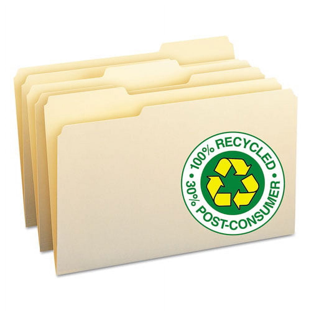 "100% Recycled Manila Top Tab File Folders, 1/3-Cut Tabs: Assorted ...