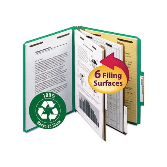 100% Recycled Pressboard Classification Folders 2 Dividers, Letter Size ...
