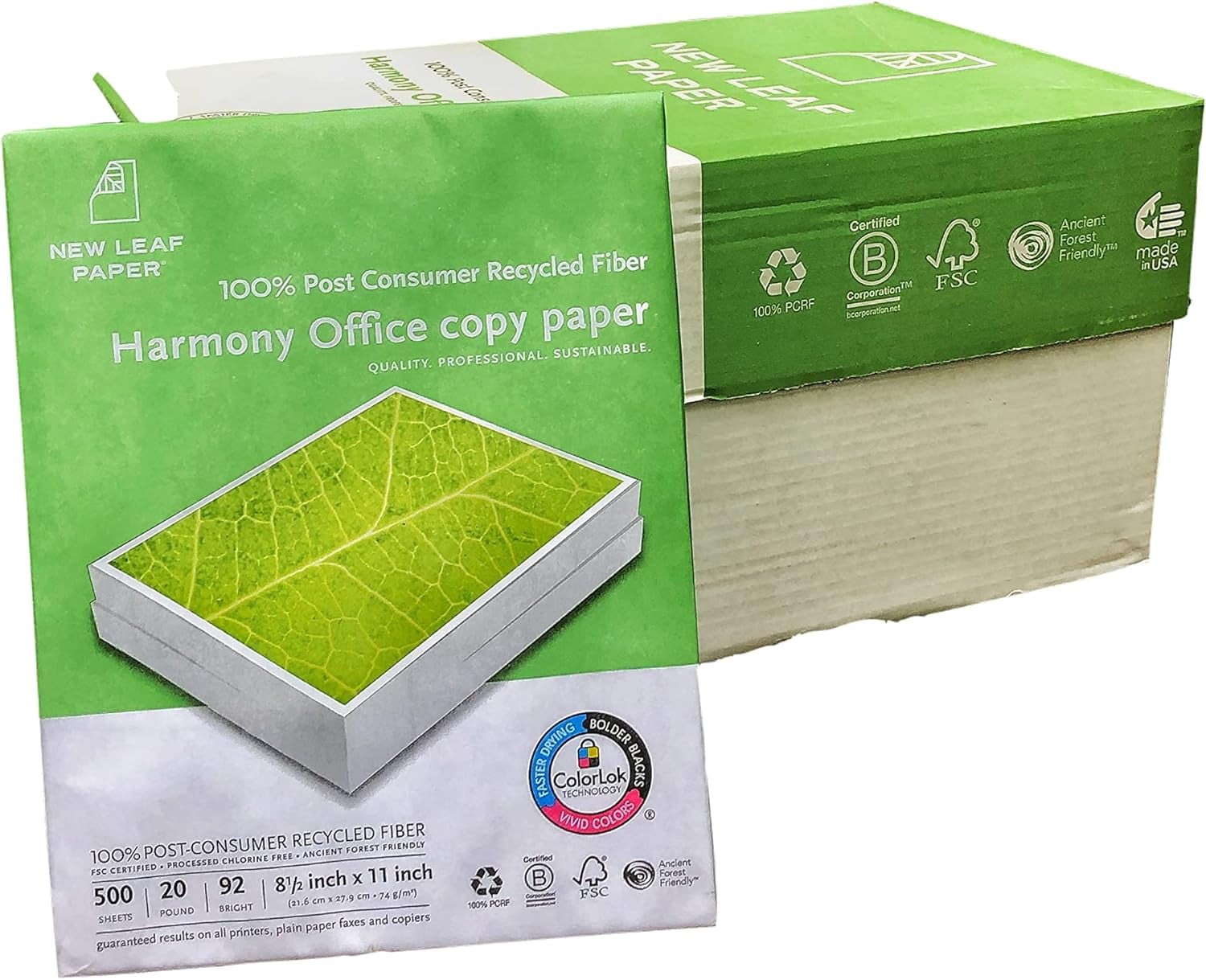 100% Recycled Printer Paper, 20 lb Harmony Multipurpose Copy Paper, 8 ...