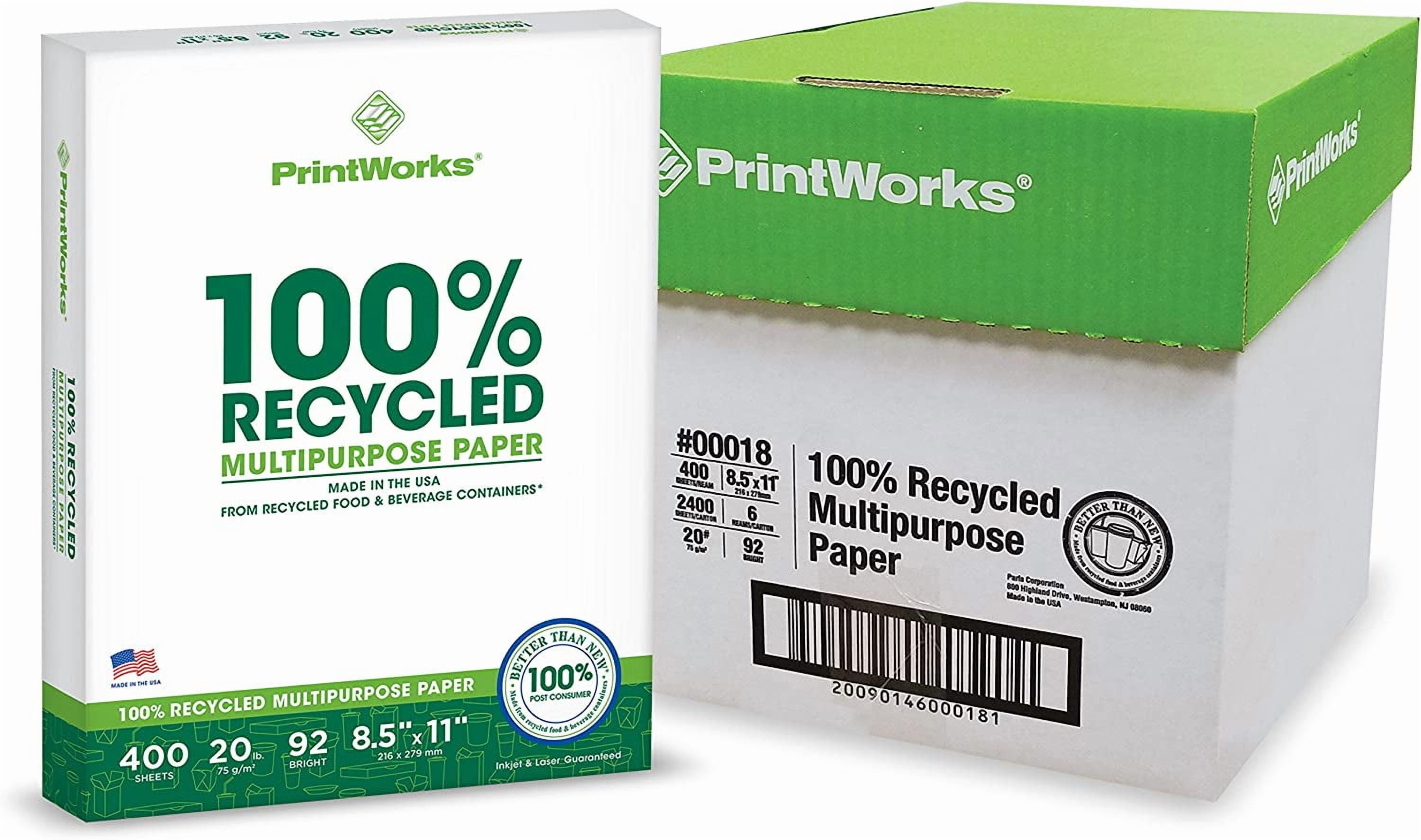 100% Recycled Printer Paper 8.5" x 11" White - 20 lb Copy ...