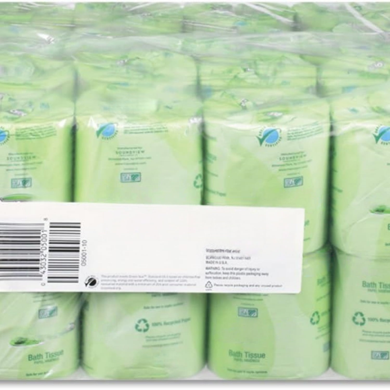 100% Recycled Two-Ply Bath Tissue, White, 500 Sheets/Roll, 48 Rolls ...