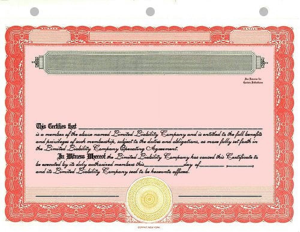 100 Red CorpKit Standard Wording Limited Liability Company Membership ...