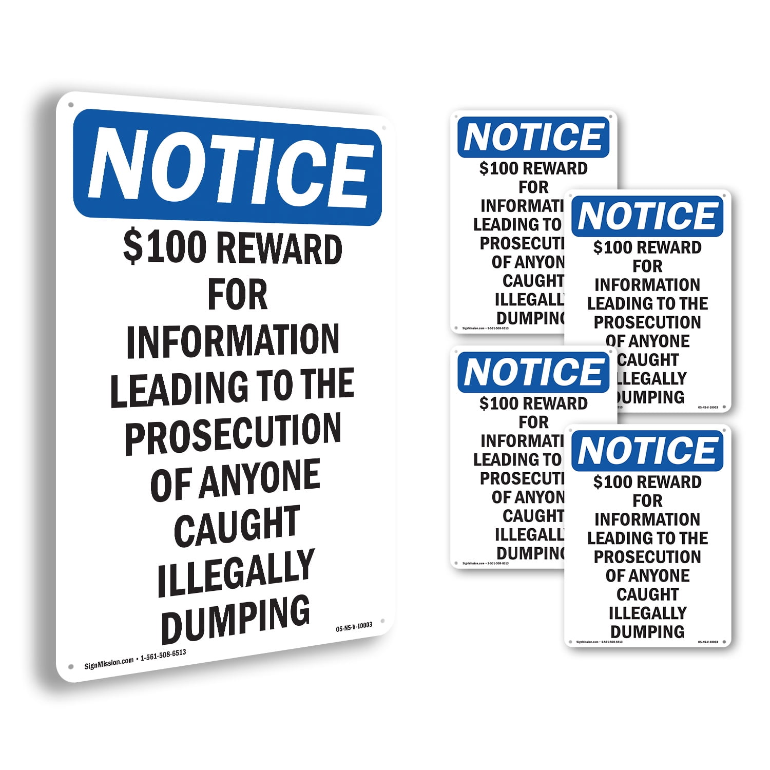 $100 Reward For Information Leading OSHA Notice Rigid Plastic Sign 14 ...