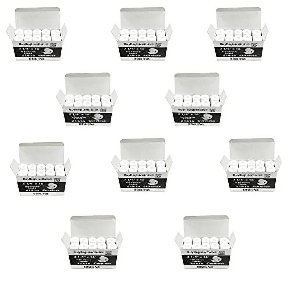(100 Rolls) 2 1/4 x 16 Thermal Paper Rolls Coreless 2.25 (57mm) x 16 ft ...