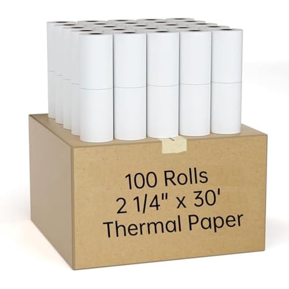 100 Rolls 2 1/4" x 30' Thermal Paper Rolls Fits All Credit Card Debit ...