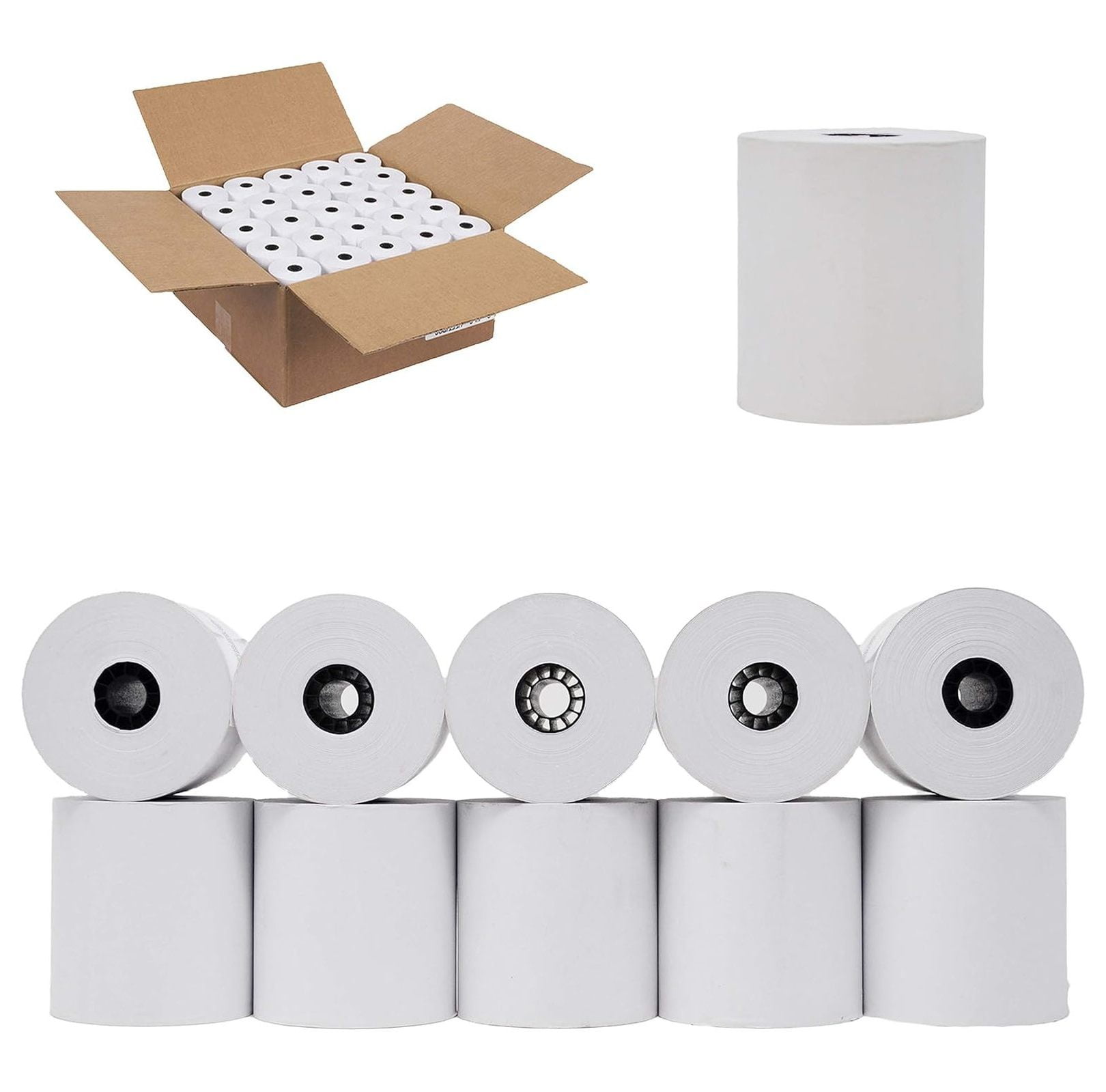 (100 Rolls) 3" x 165' 1-Ply Receipt Paper POS Cash Register Paper ...