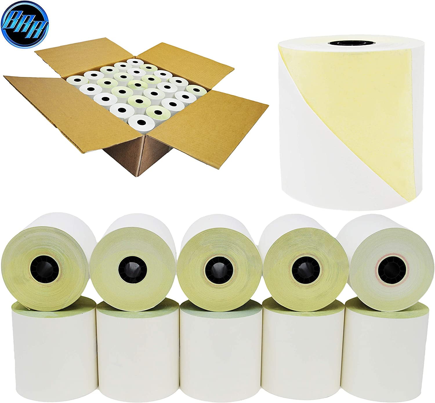 (100 Rolls) Two Ply Carbonless Rolls 3 X 90 Feet HoneyComb Core White ...