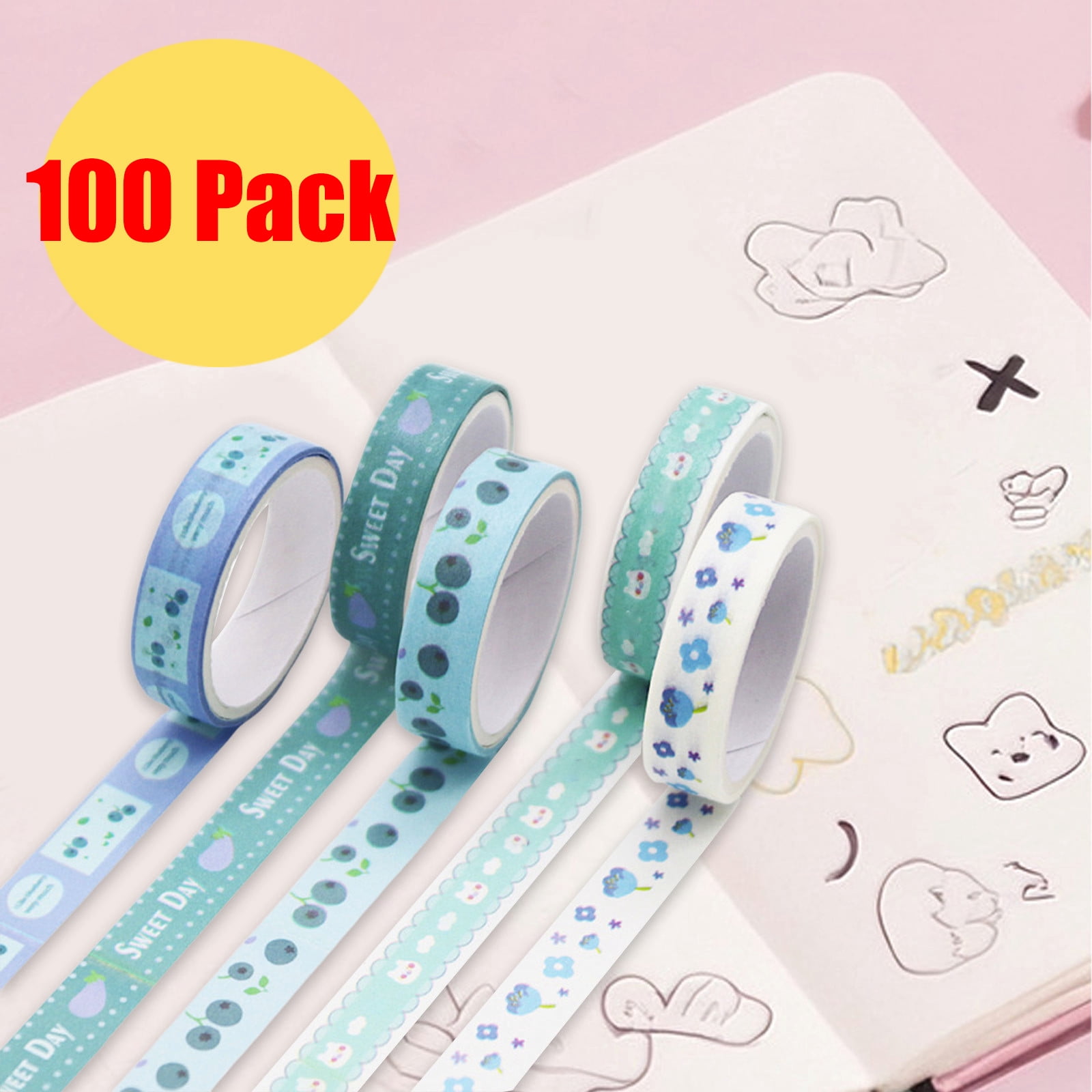 100 Rolls Washi Masking Tape for students school Decorative Colored ...