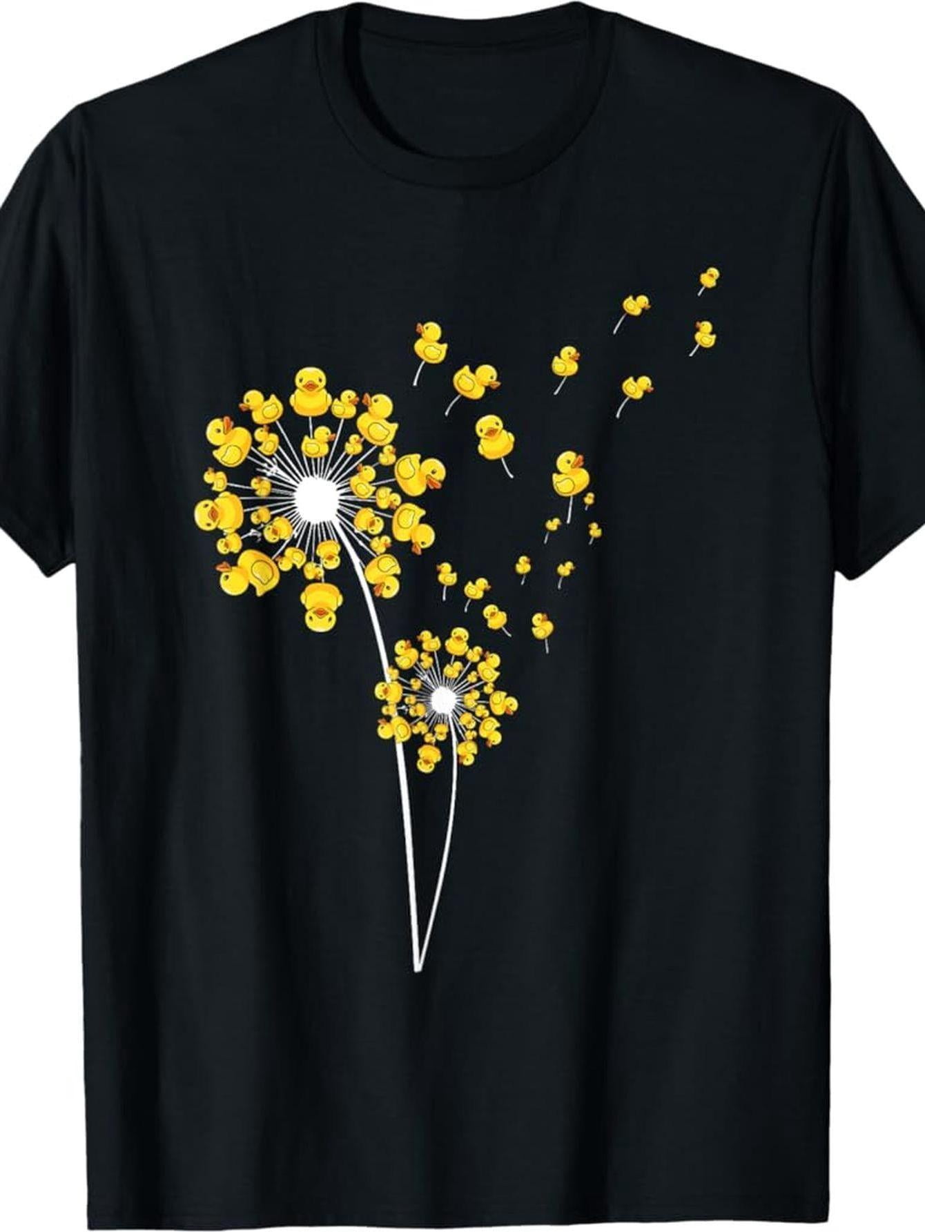 100% Rubber Duck Art Design T-Shirt | Fashionable Black Short Sleeve ...