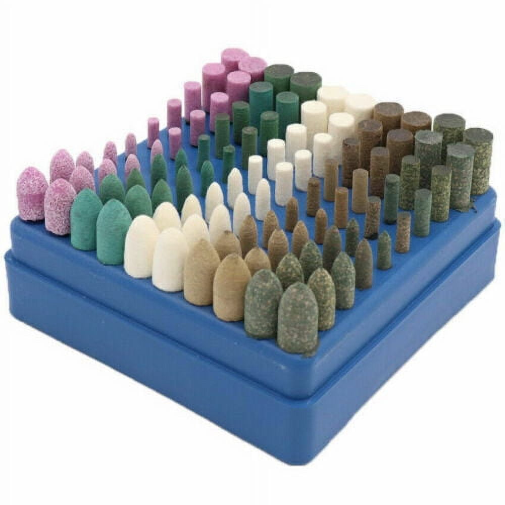 100 Rubber Wool Mounted Grinding Stone Polishing Burr Point Wheel Kit ...