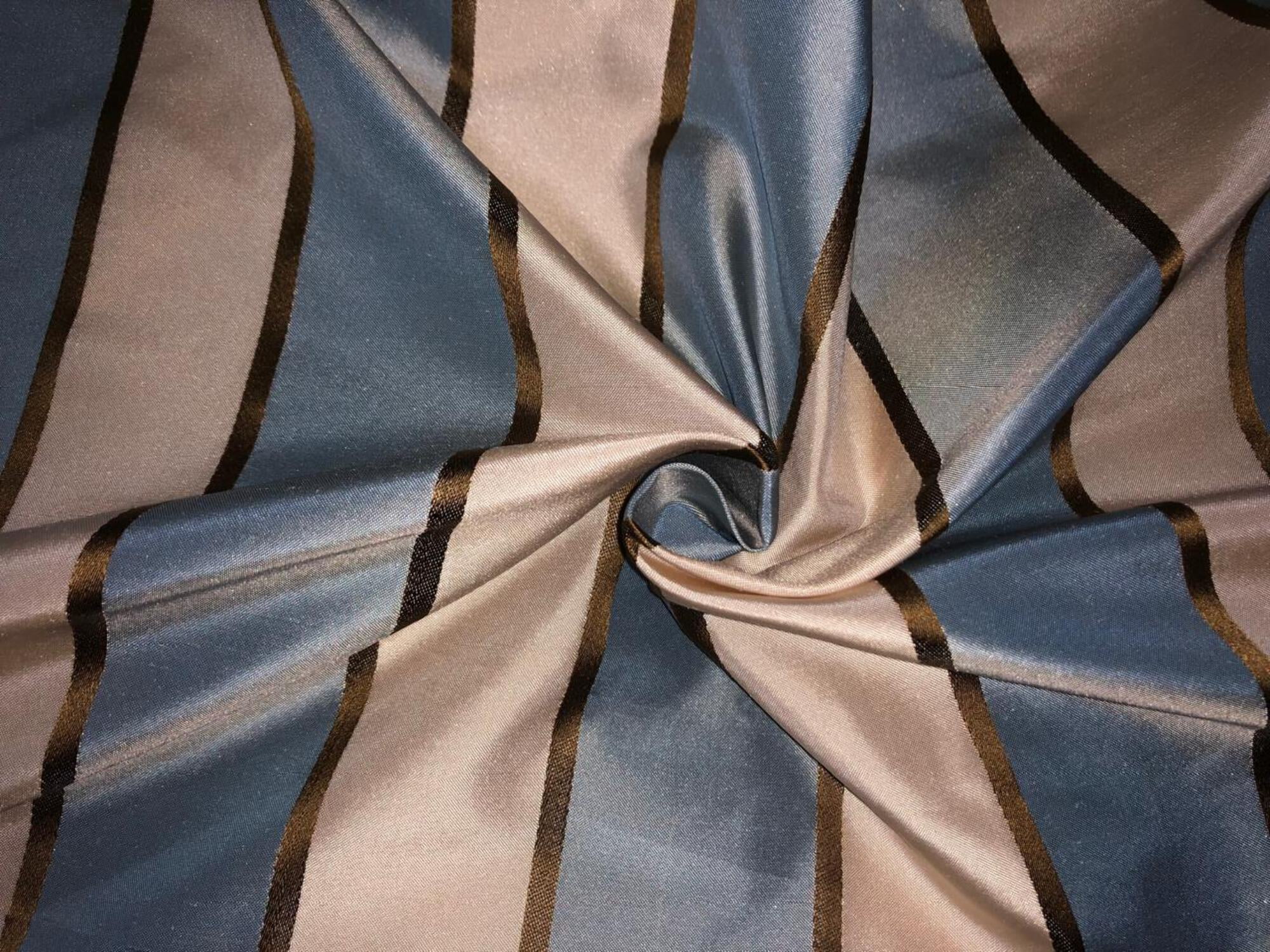 100% SILK TAFFETA IVORY ,SLATE BLUE AND GOLD STRIPE 54" wide TAFSNEW10[1] [16155] - Walmart.com