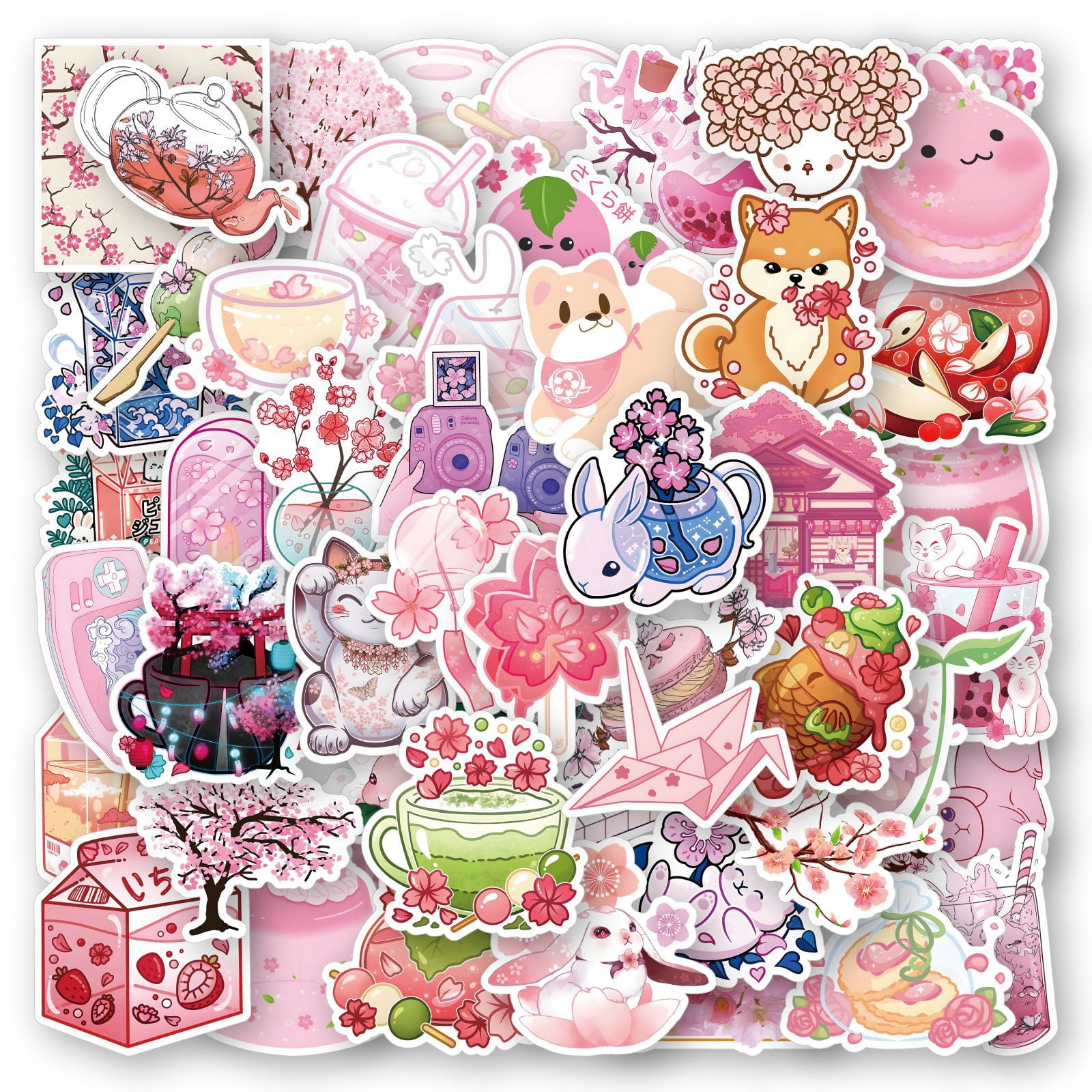 100 Sakura pink cherry blossom graffiti stickers waterproof removable ...