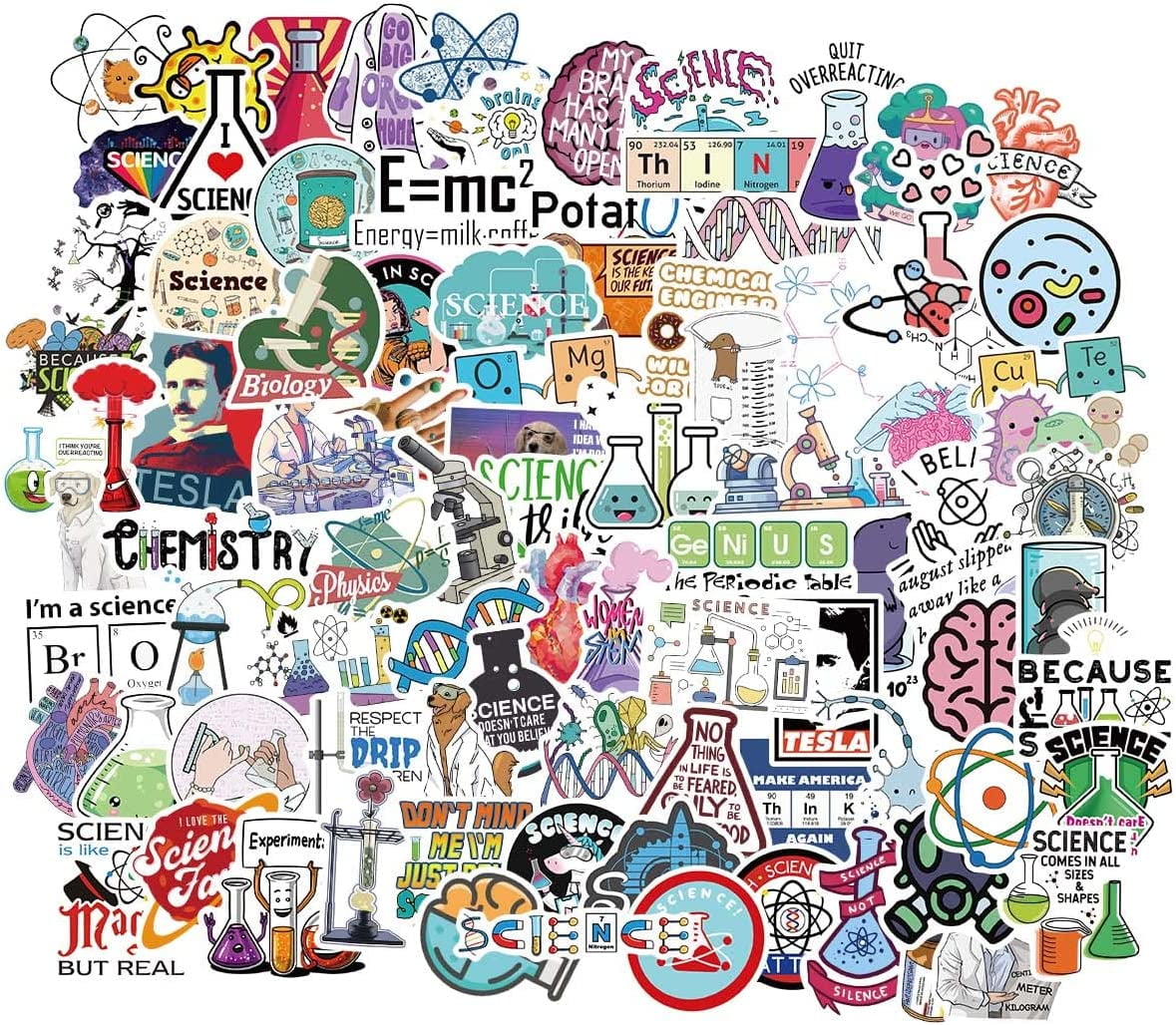100 Science Stickers Pack: Chem, Bio, Physics for Classroom Decor ...