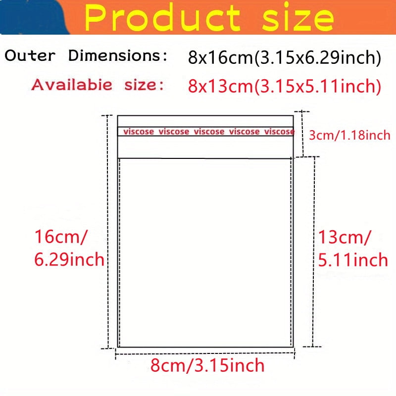 100 Self-Adhesive Transparent Plastic Bags, Various Sizes, OPP Gift ...