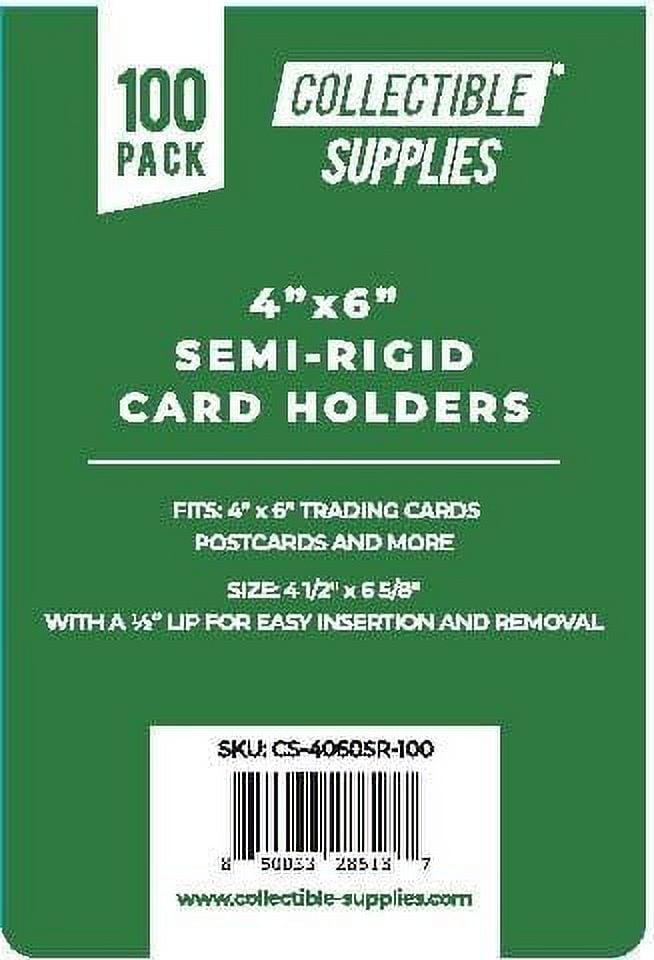 100 Semi-Rigid Card Holders 4" x 6" with 1/2" Lip Collectible Supplies ...