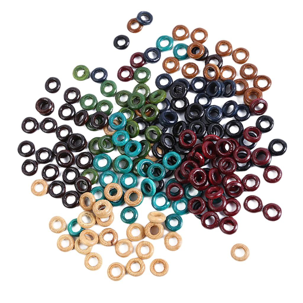 100 Set 13mm Wood Dreadlocks Beads Hair Rings Jewelry for Braids Hair ...
