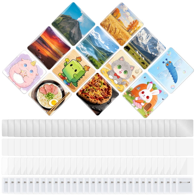 100 Set 2''x2'' Square Pin Button Making Supplies for Square Button ...