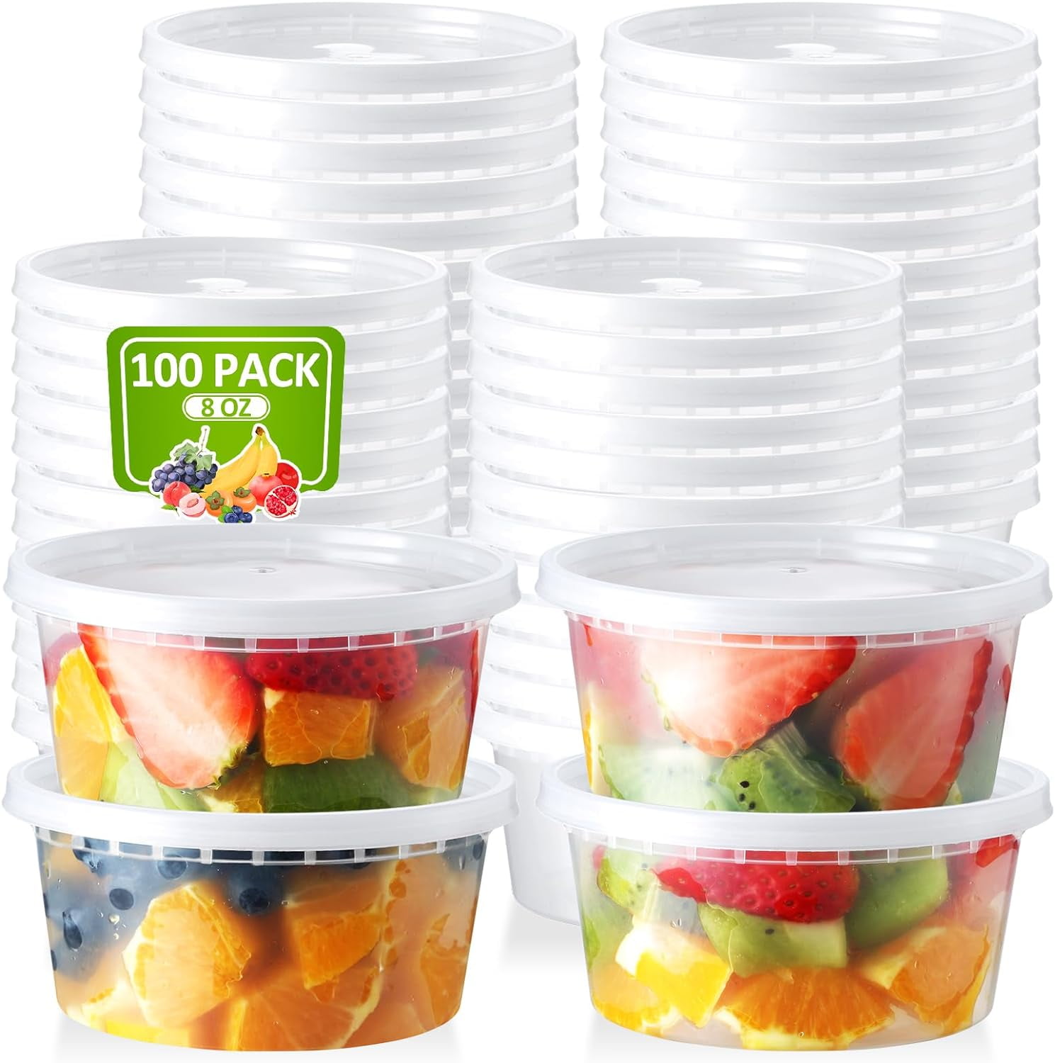 100 Set 8oz Deli-Containers-with-Lids-Airtight-Food-Storage-Containers ...