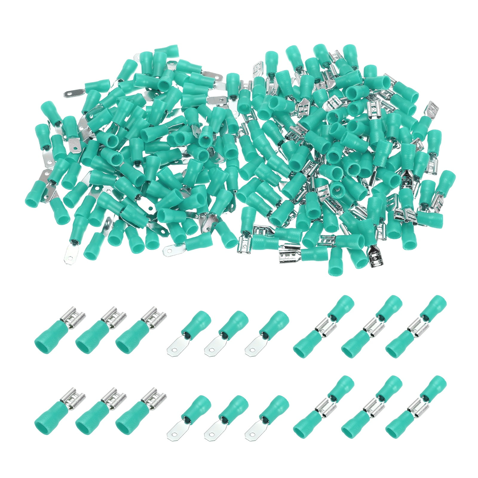 100 Set Heat Shrink Wire Terminals, 16-14AWG Green Insulated Crimp ...