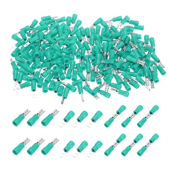 100 Set Heat Shrink Wire Terminals, 16-14AWG Green Insulated Crimp ...