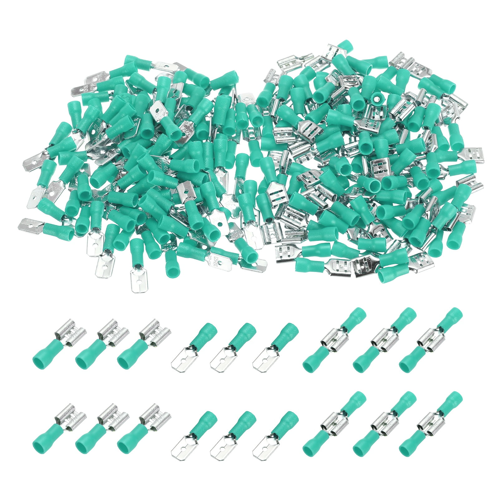 100 Set Heat Shrink Wire Terminals, 22-16AWG Blue Insulated Crimp ...
