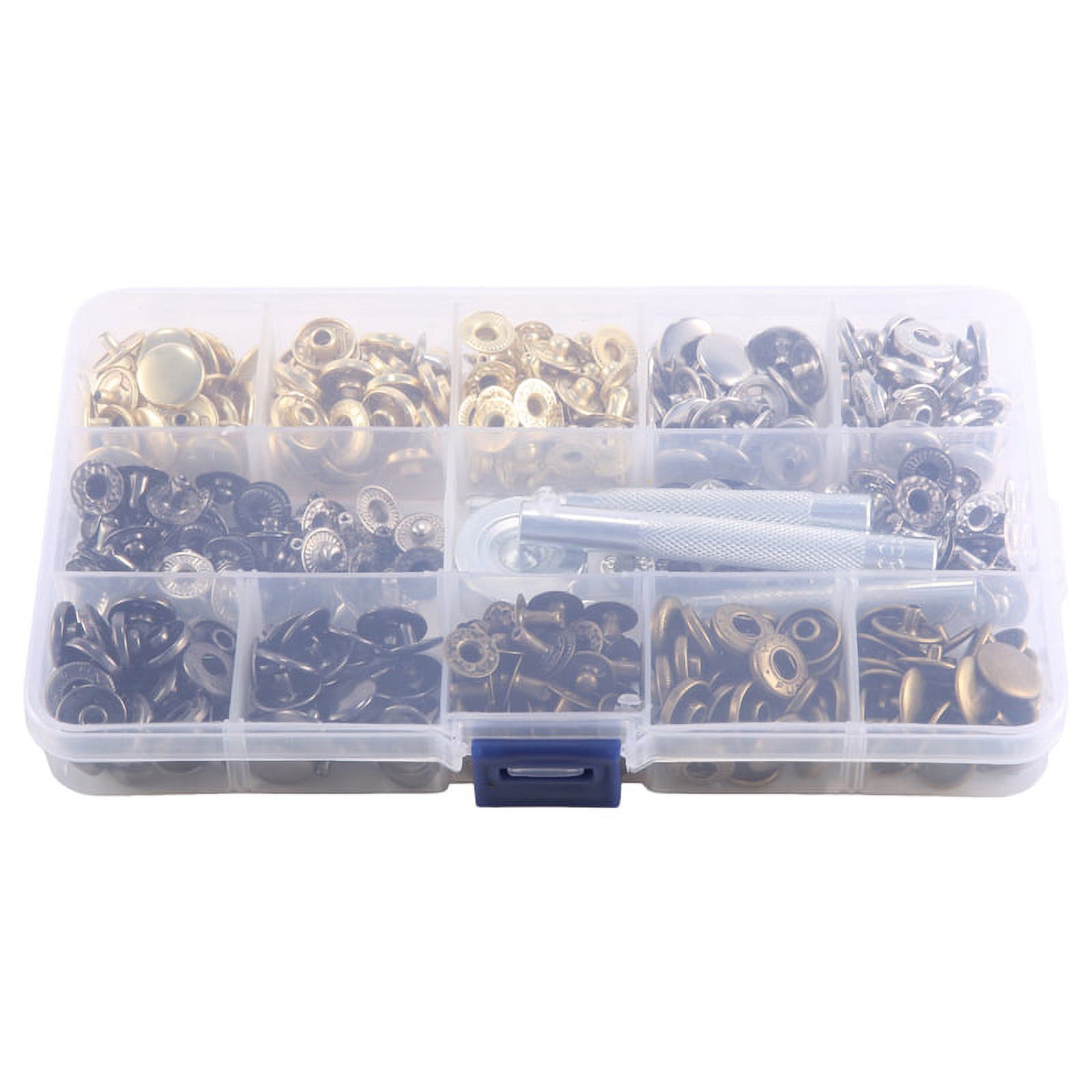 100 Set Leather Snap Fasteners Kit, 12.5Mm Metal Button Snaps Studs, 4 ...