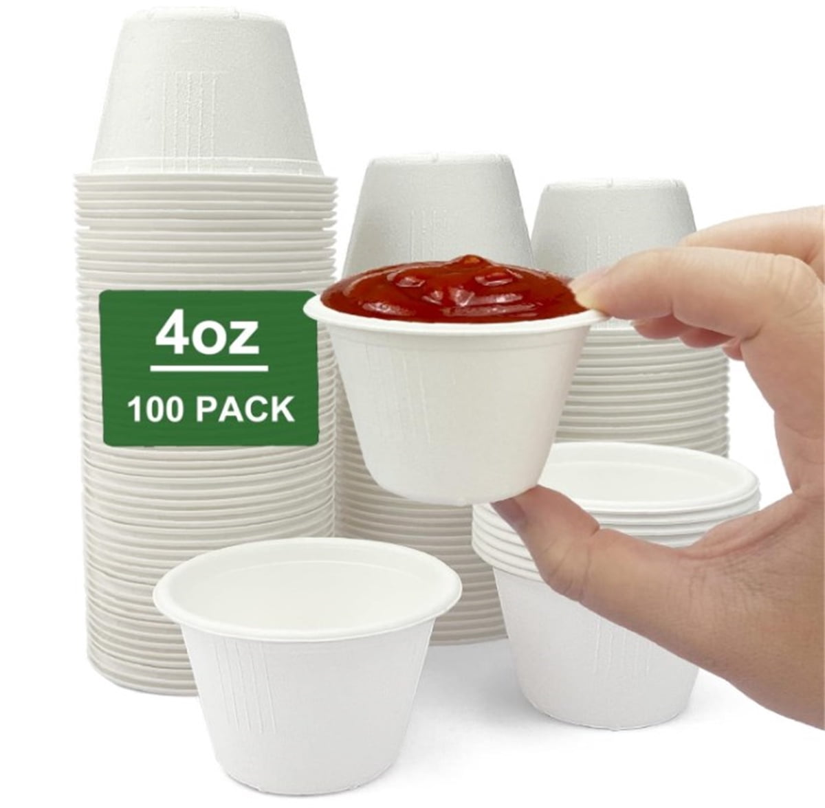 100 Set Paper Souffle Portion Cups,4 OZ Disposable Portion Cups,Natural ...