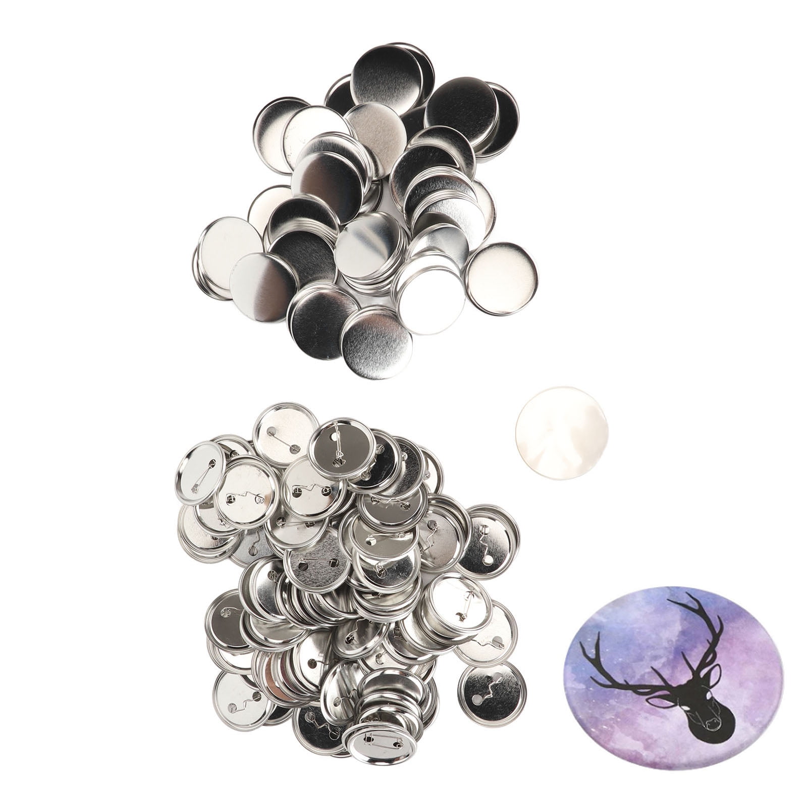 100 Set Pin Back Button Parts Blank Smoothing Metal Durable Clip Button ...