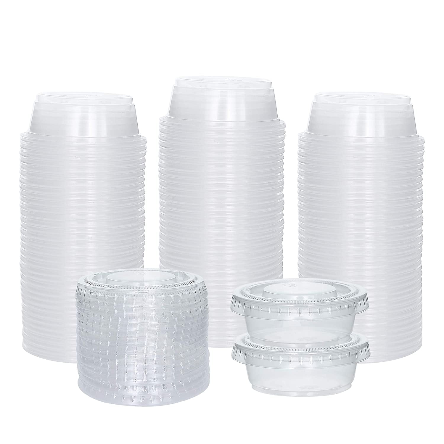 100 Sets 1.5 oz Small Plastic Containers with Lids, Disposable Portion ...
