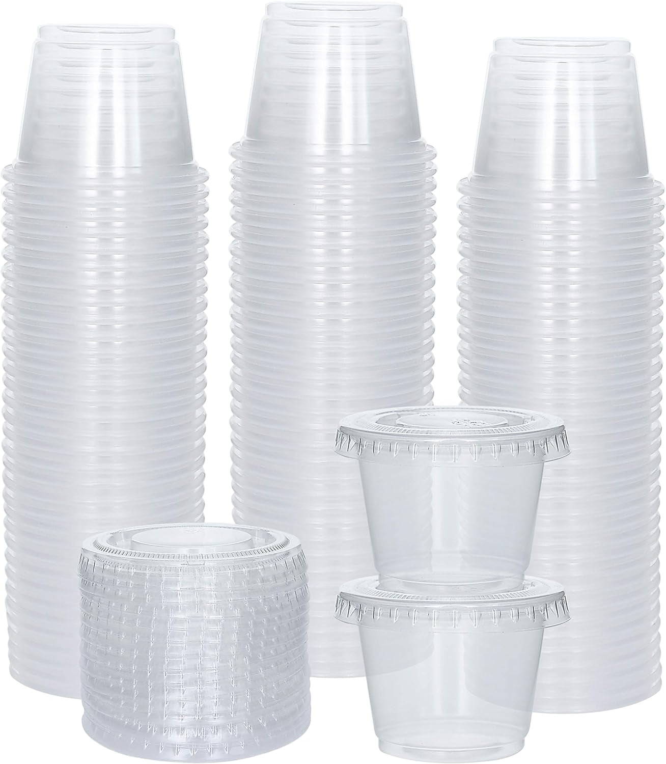 [100 Sets] 1 oz Small Plastic Containers with Lids, Jello Shot Cups ...