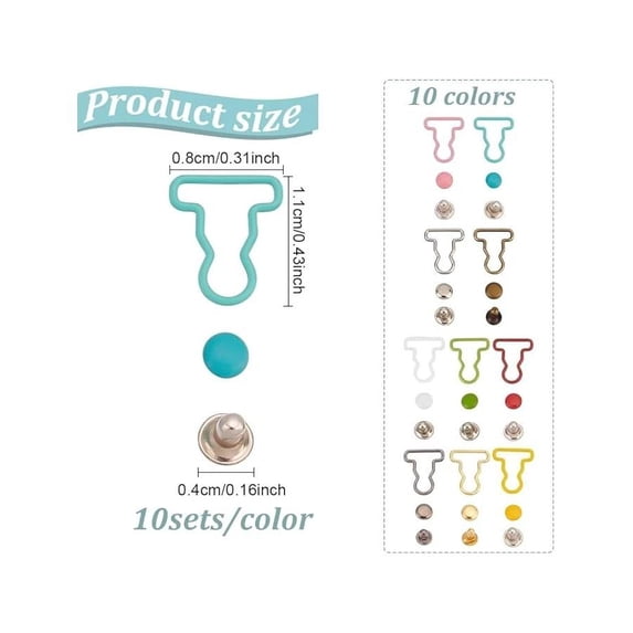 100 Sets 10 Colors Mini Overall Buckles, Decorative Mini Alloy Buckles ...