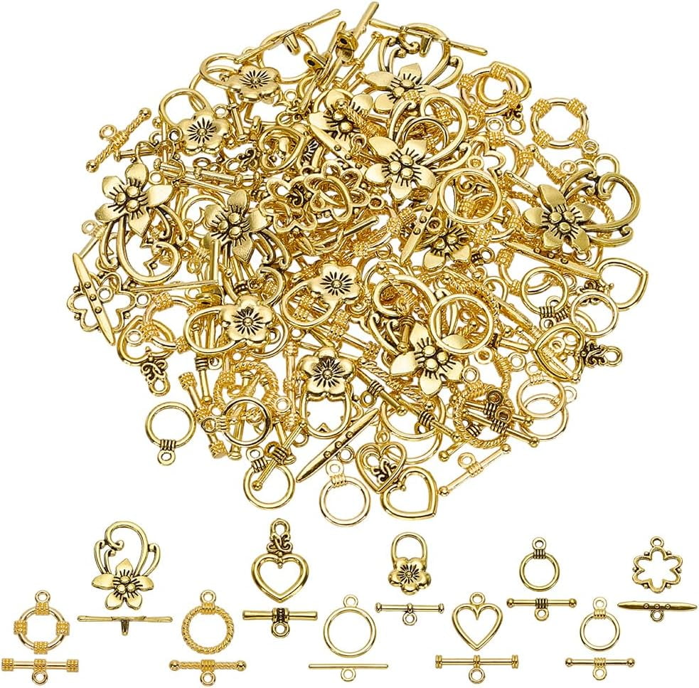 100 Sets 10 Styles Toggle Jewelry Clasps Set T-bar Closure Clasps OT ...