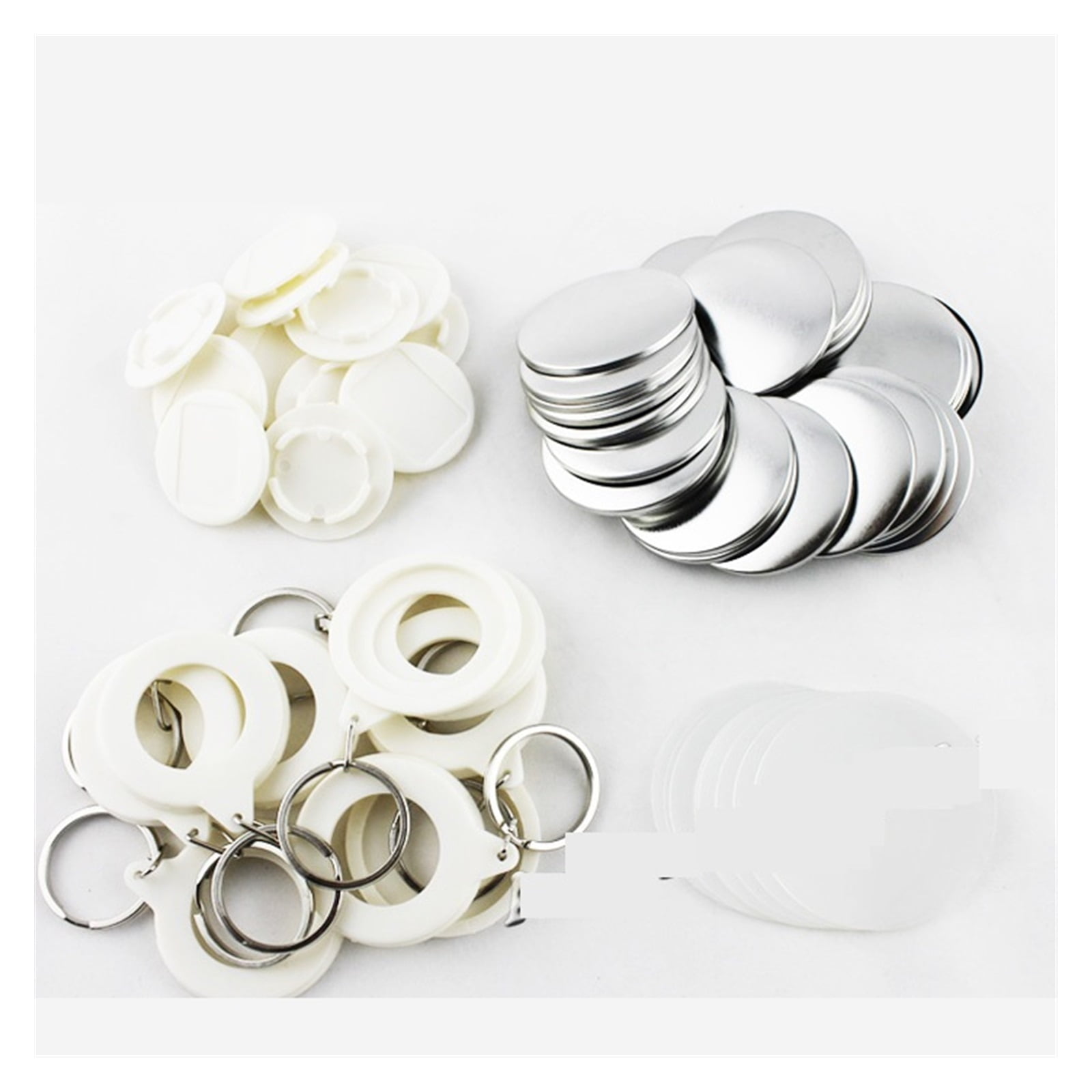 100 Sets 2-1/4" 58mm Keychain Badge Button Pin Round DIY Button Badge ...