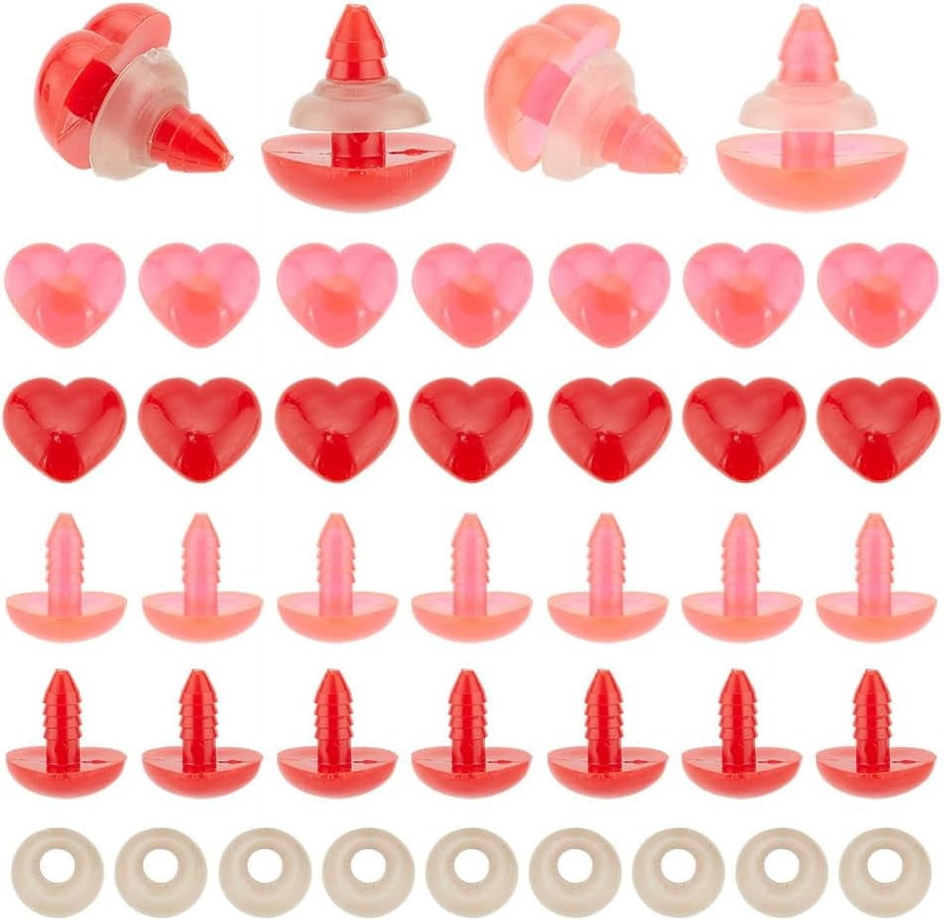 100 Sets 2 Colors Crafting Noses with Spacers Plastic Heart Shape Dog ...