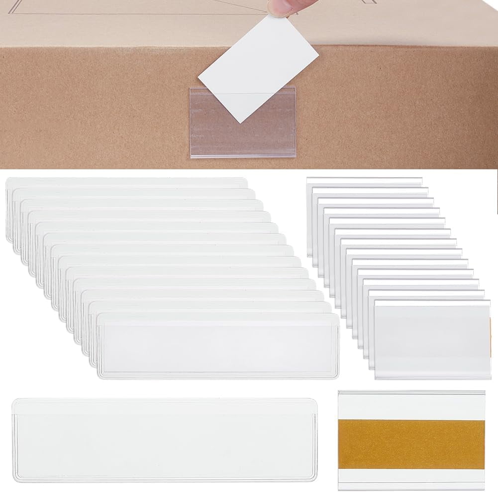 100 Sets 2 Styles Label Holders with Paper Adhesive Label Pockets Label ...