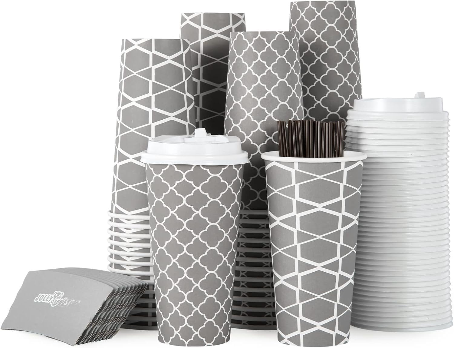 [100 Sets] 20 oz Paper Coffee Cups, Disposable Coffee Cups with ...