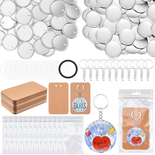 100 Sets 58 Mm/ 2.25 Inch Maker Keychains Supplies Metal Badge Sets ...