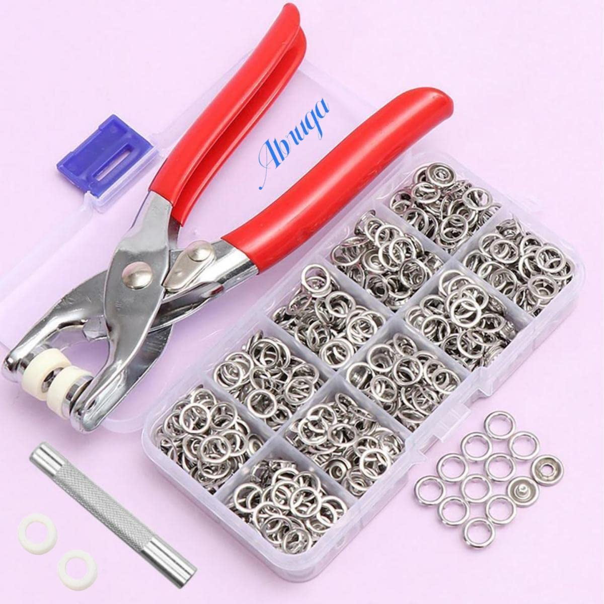 100 Sets Abruga Metal Snaps Buttons, Five Claw Buckle Installation ...