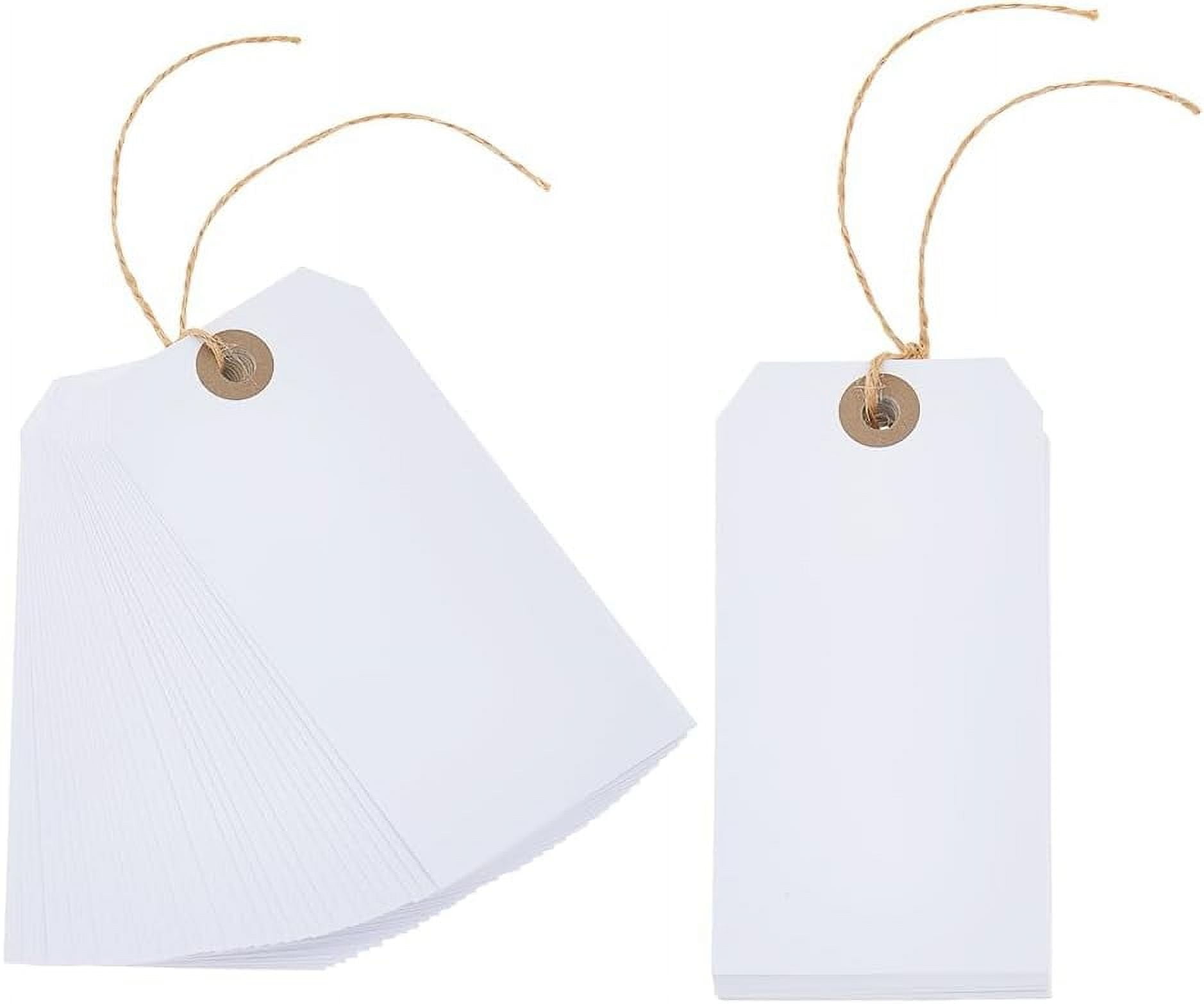 100 Sets Blank Shipping Tags with Rope White Tags with String 4.72x2.36 ...