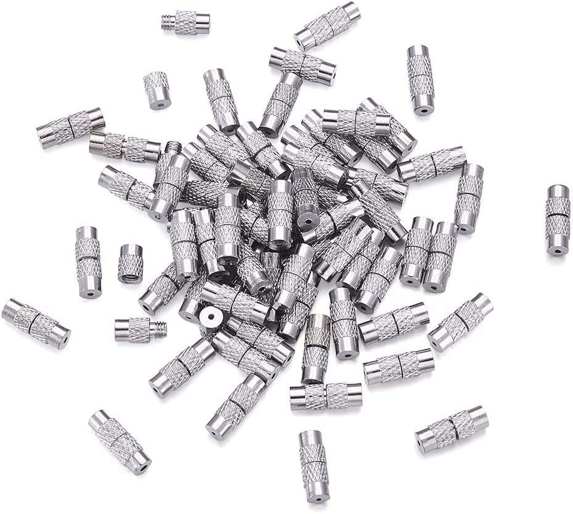 100 Sets Brass Column Screw Clasps Platinum Metal Barrel Fastener Cord ...