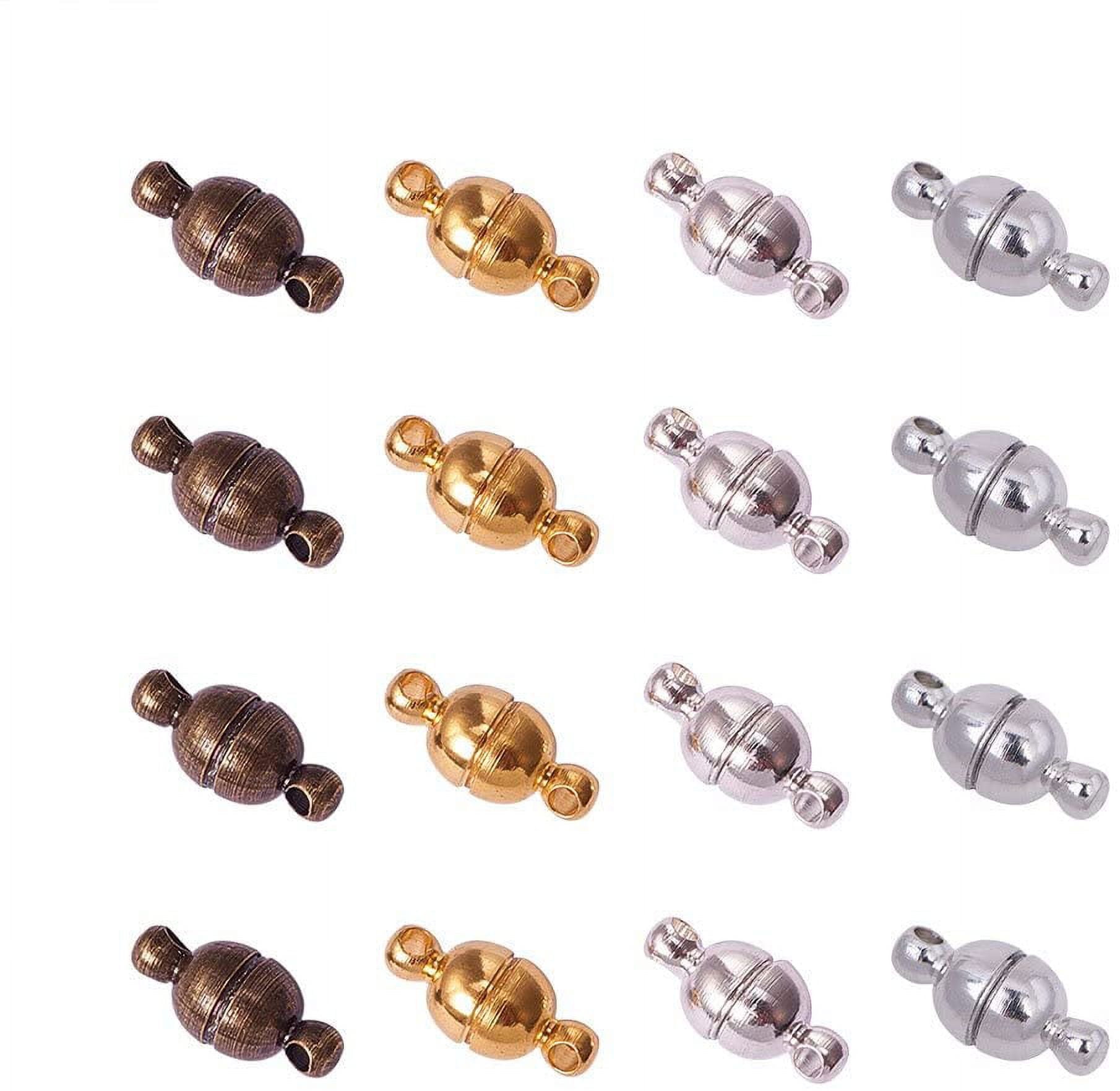 100 Sets Brass Magnetic Clasps Mixed Color Round Magnet Converter ...