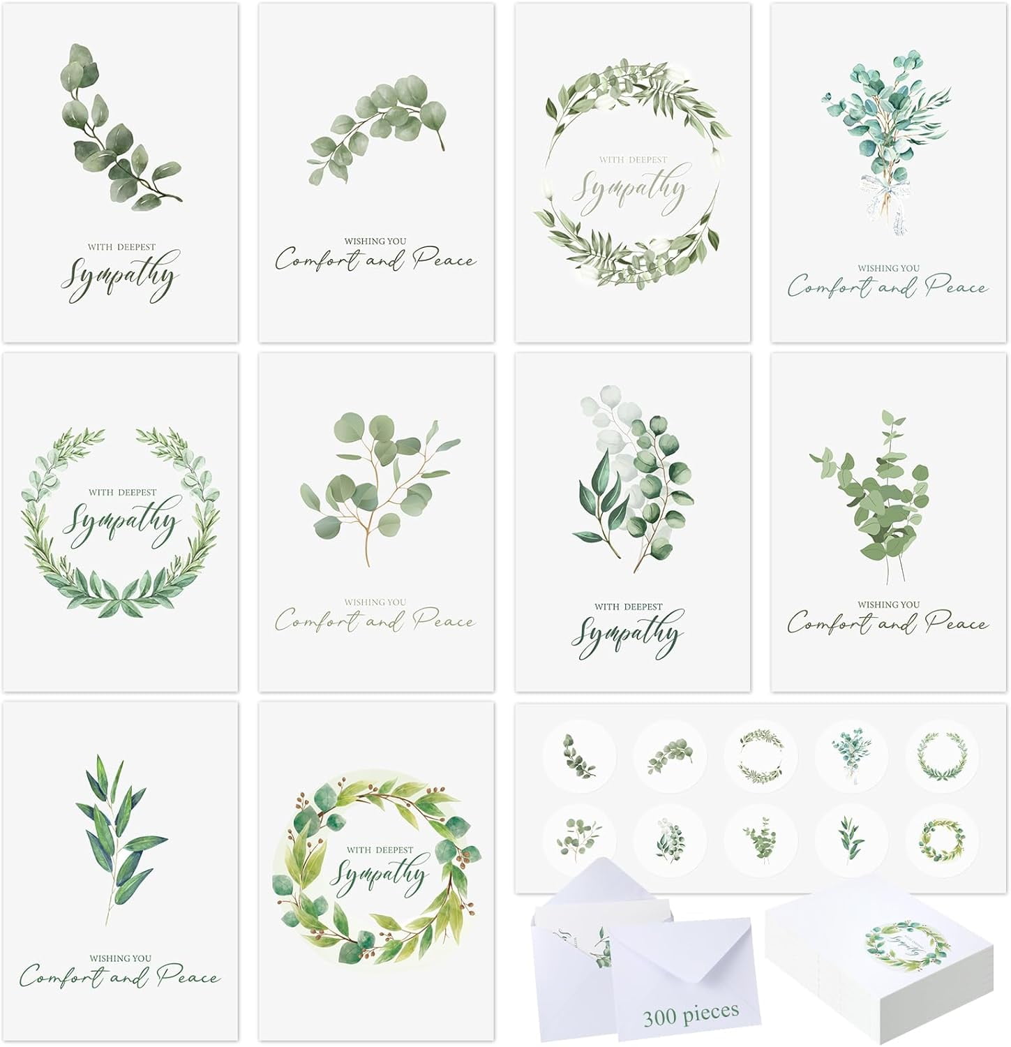 100 Sets Bulk Sympathy Cards with Envelopes and Stickers Condolences ...