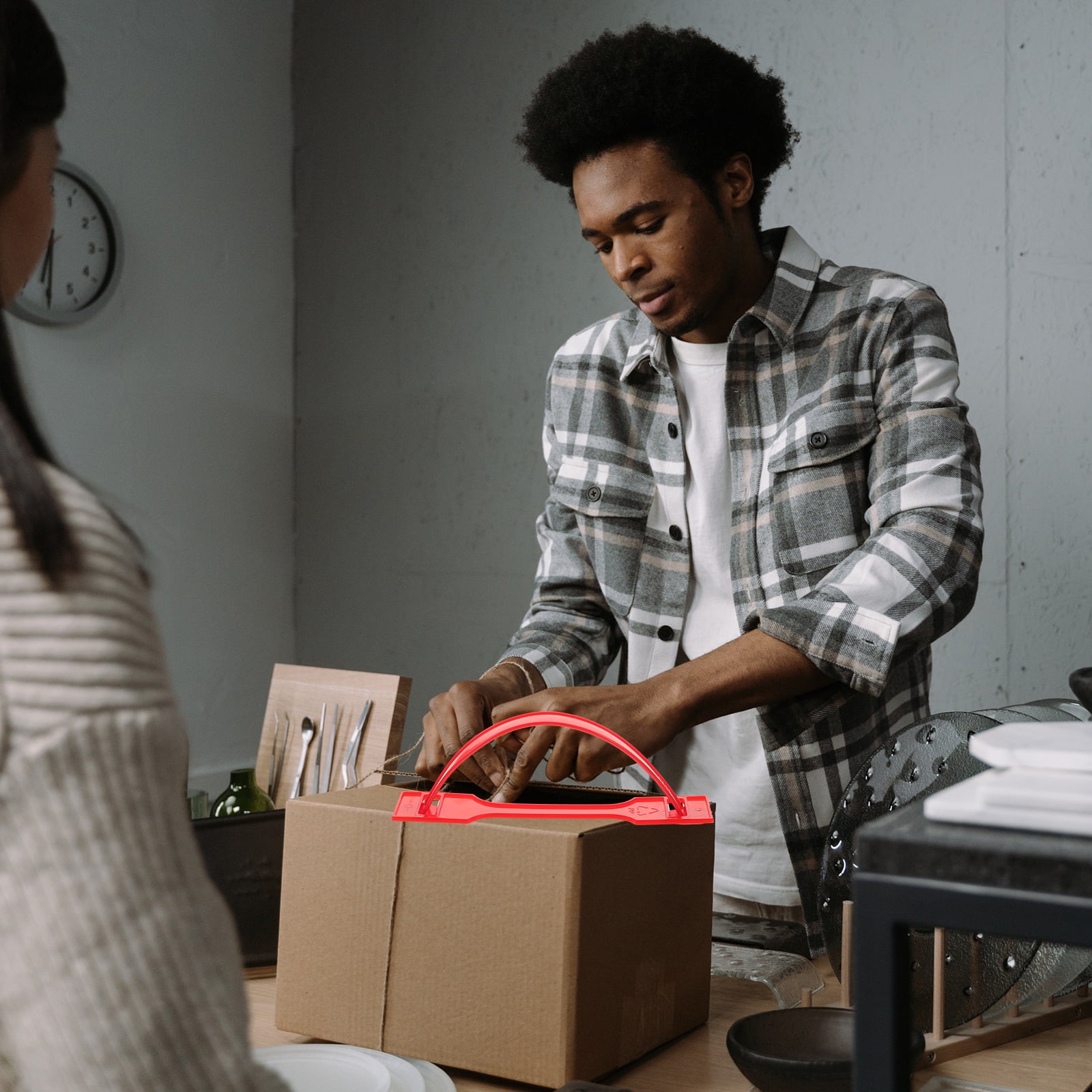 Mobestech Cardboard Box Plastic Handle 100 Sets Red for Daily Use ...