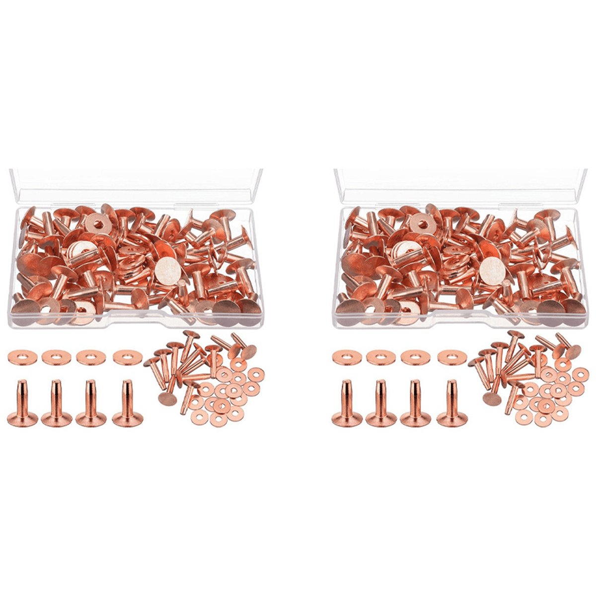 100 Sets Copper Rivets and Burrs, for Leather Belts Wallets Collars DIY ...