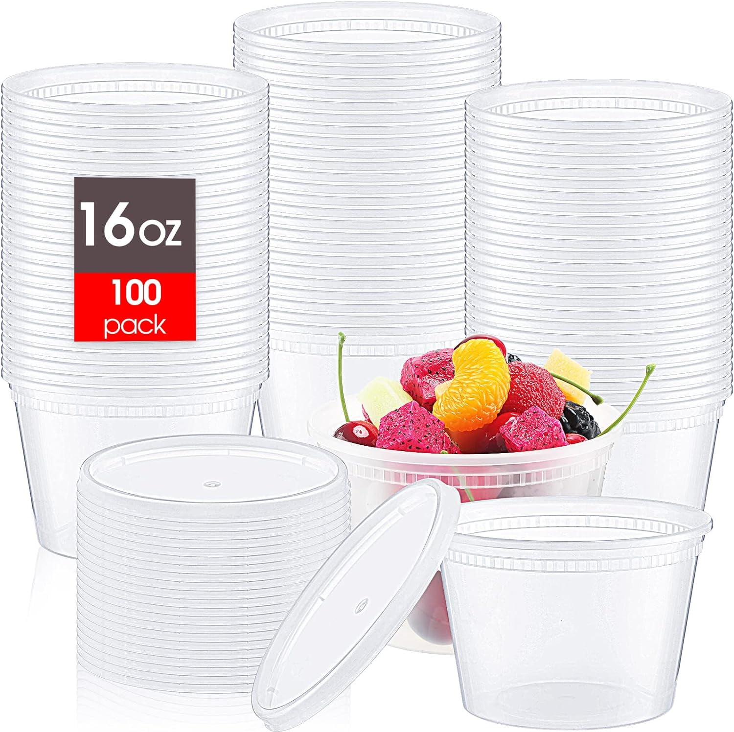 100 Sets Deli Containers with Lids 16 oz Leakproof Disposable Soup ...